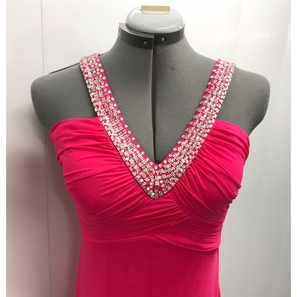 Windsor | Dresses | New Windsor Bright Pink And Silver Long Dress ...